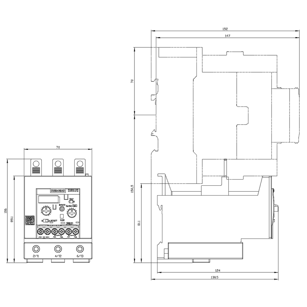 Overload relay, 32-115 A, for motor protection, S3, Class 5E-30E ...