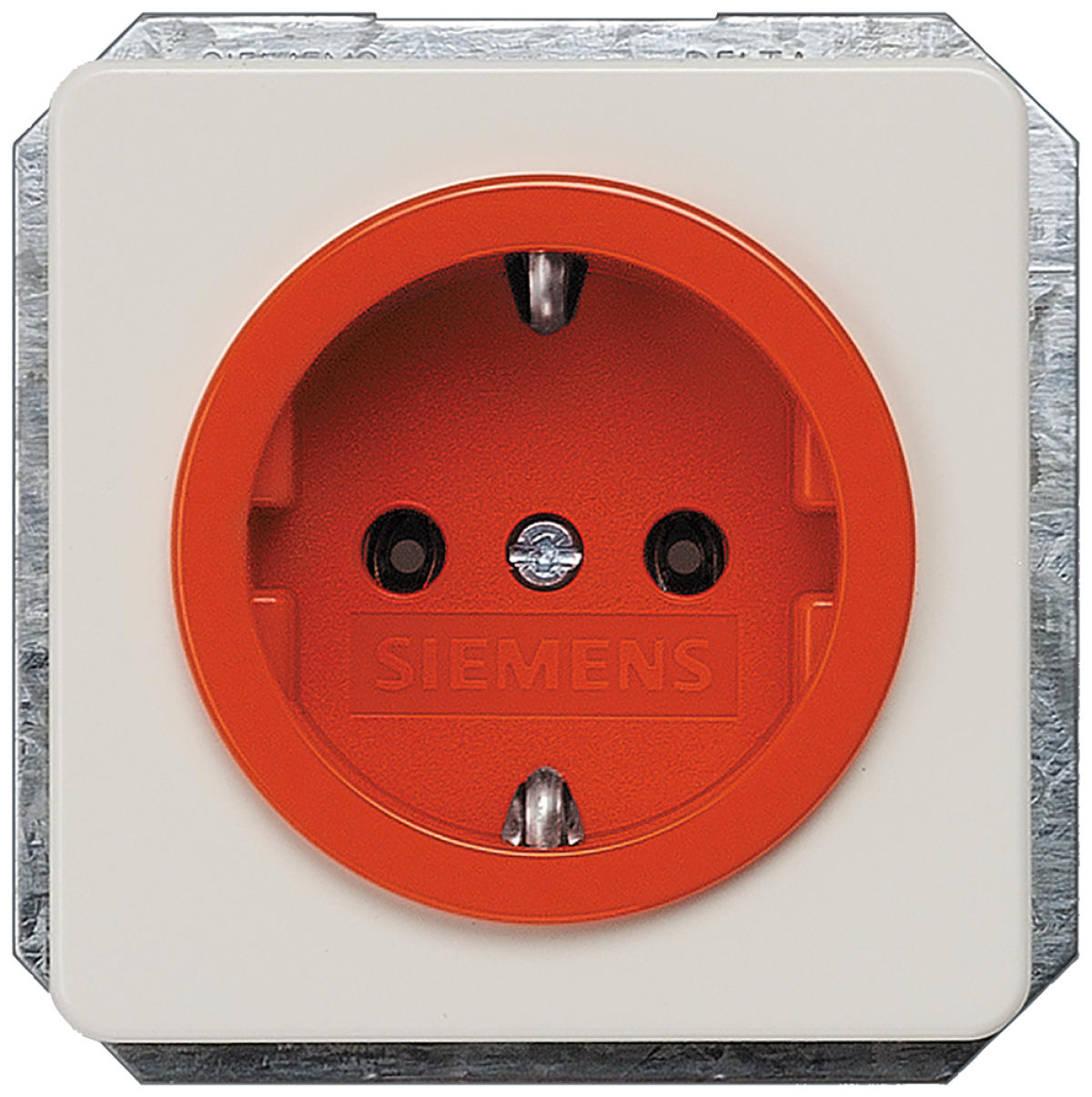 DELTA profil SCHUKO socket outlet silver with orange bezel ZSV | Nortécnica