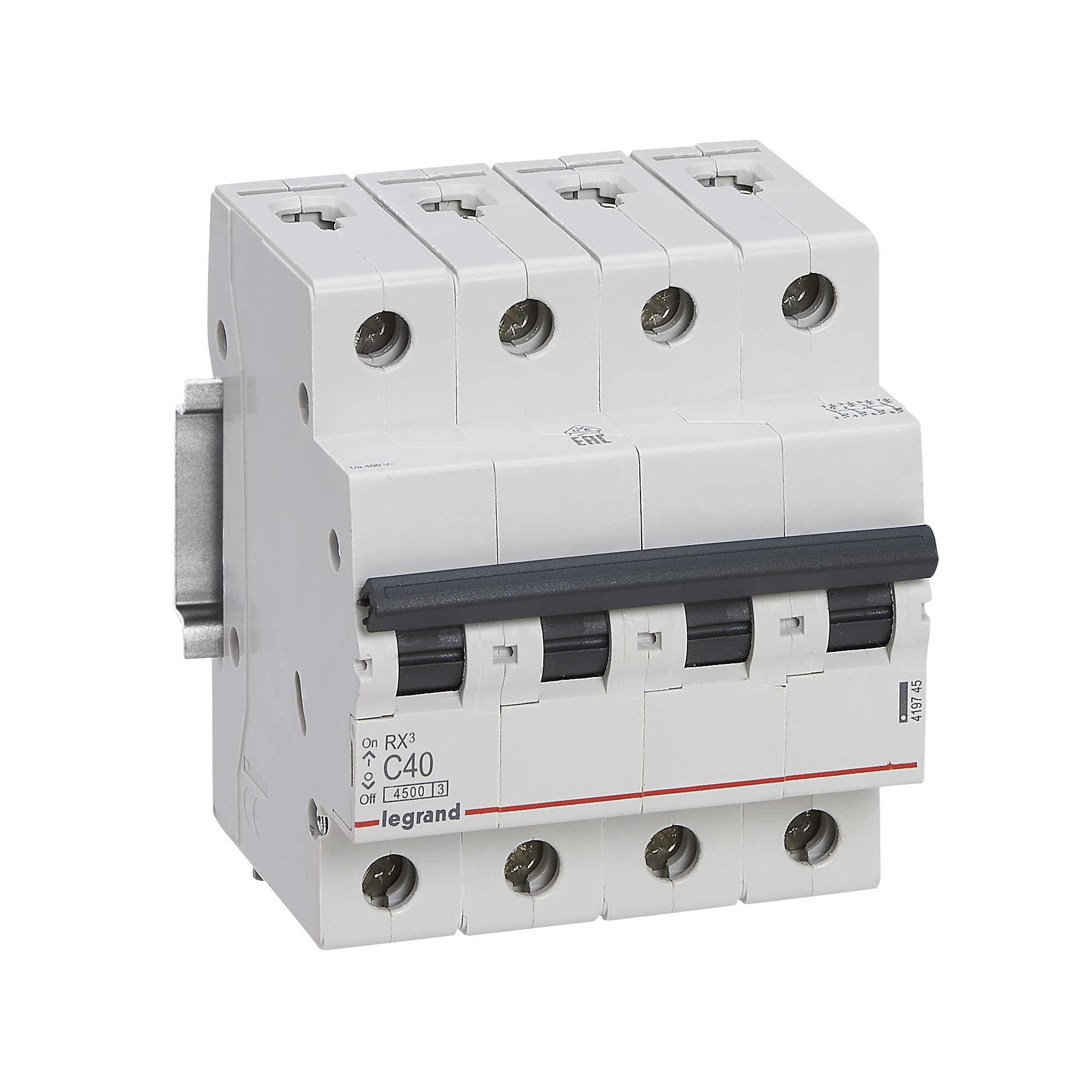 RX3 Disjuntor tetrapolar 4P-40A 400V - Curva C -Poder de corte 4,5kA - 4 mód